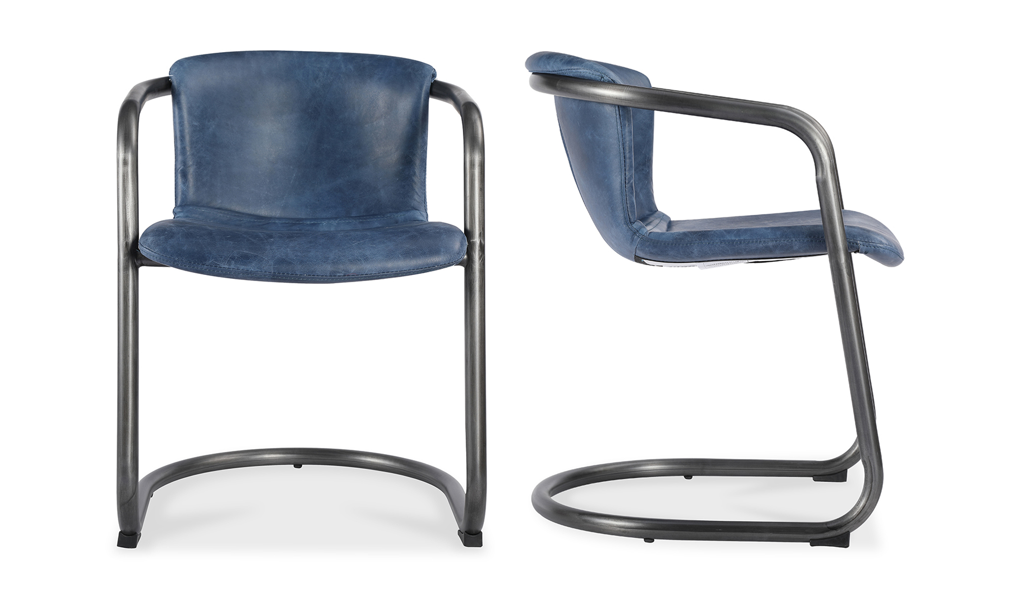 Freeman Dining Chair Dark Blue Leather-Set Of Two – THE NEST - Furniture & Design